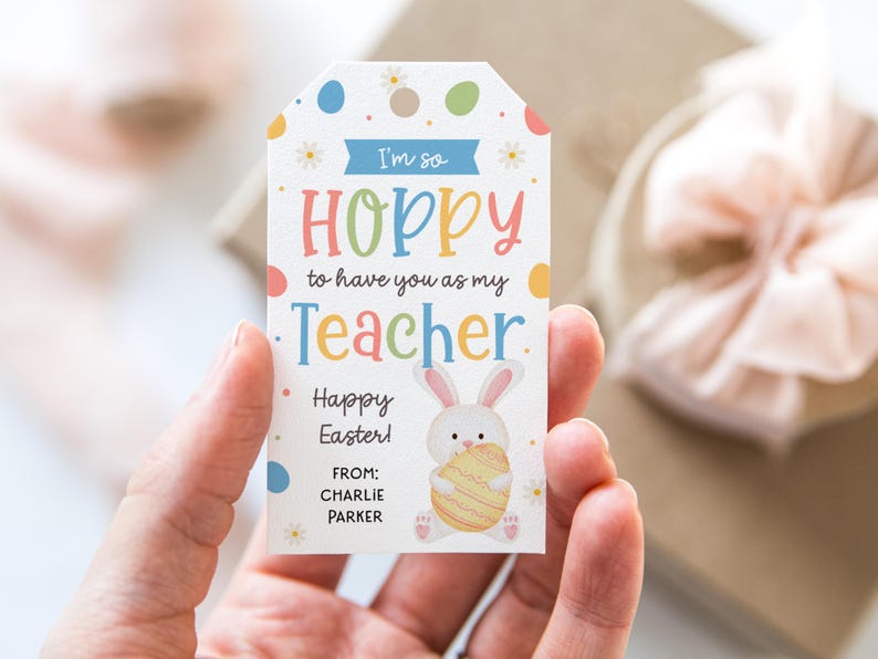 Printable Bunny Gift Tag, Easter School Favor From Student, Edit in ...