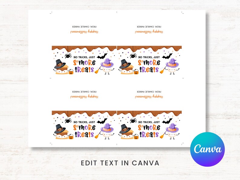 Printable Halloween S'mores Treat Tag & Topper, No Tricks Just S'more ...
