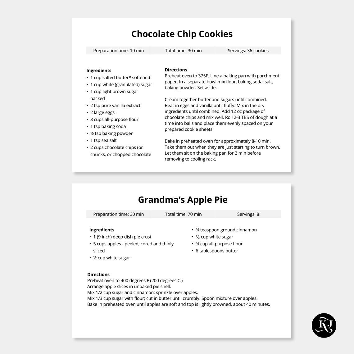 5x7 Recipe Card Editable Recipe Card in MS Word 5x7 Recipe - Etsy Canada