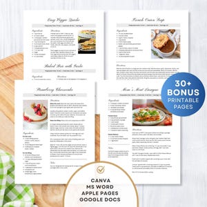Cookbook Template Google Docs Elegant - Etsy