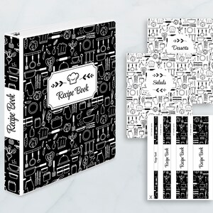 Editable Recipe Binder Cover and Spine, Kitchen Binder Dividers ...