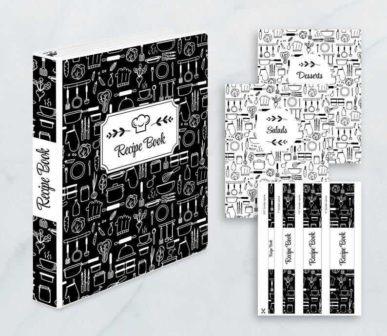 Editable Recipe Binder Cover and Spine Kitchen Binder - Etsy