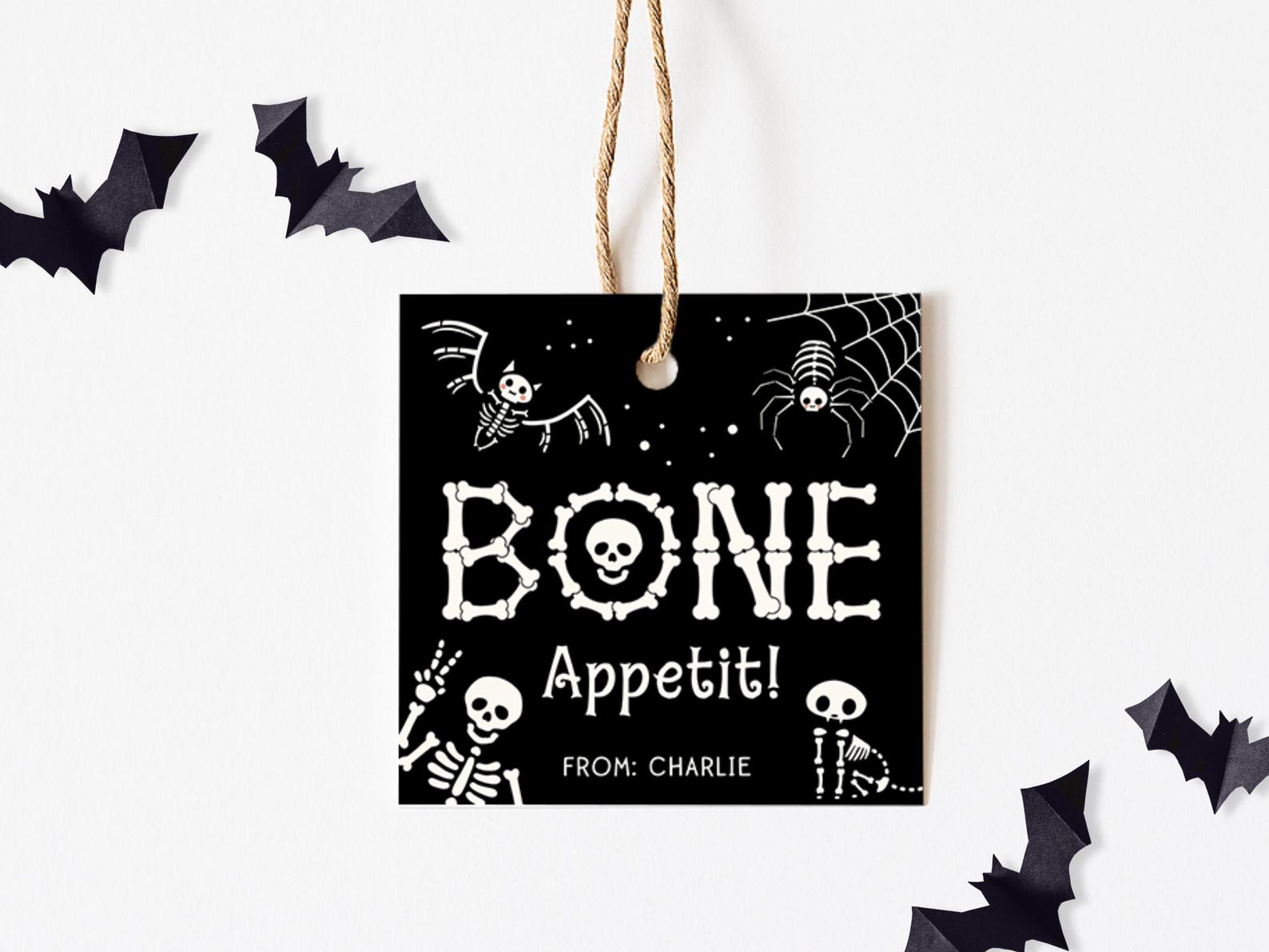 Printable Halloween Treat Bag Topper, Skeleton Bag Topper, Bone Appetit ...