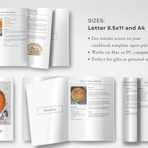 Editable Cookbook MS Word Template Classic Style, Printable Recipe Book ...
