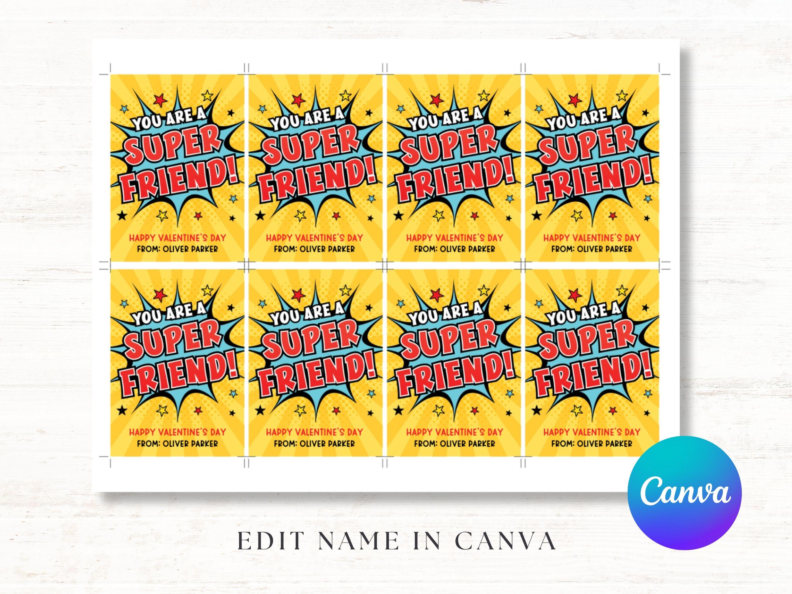 Super Hero Valentine Card, You're A Super Friend Kids Valentine ...