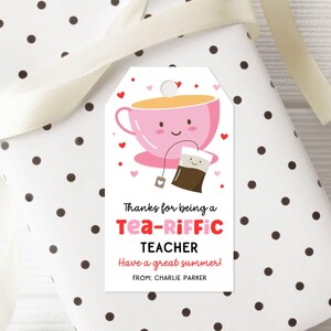 Printable Tea-riffic Teacher Gift Tag, Tea-themed Teacher Appreciation ...