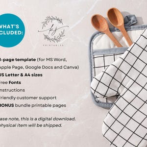 Recipe Template With Sript Font, Printable Recipe Page, Elegant Recipe ...