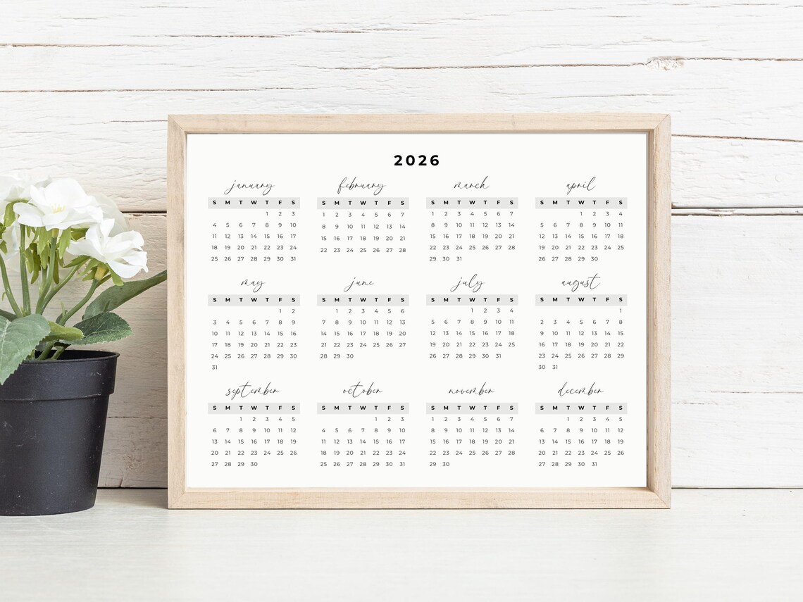 2026 Desk Calendar Printable, Letter Size, Simple Modern Planner ...