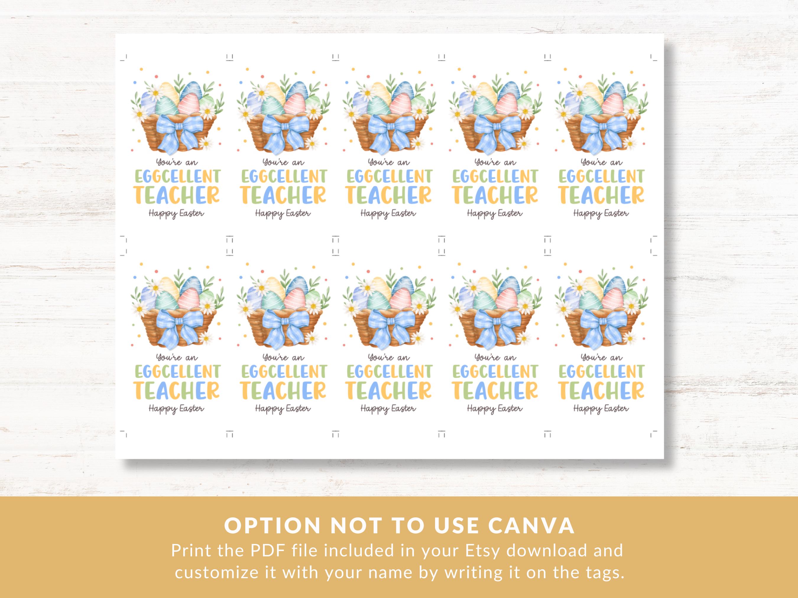 Eggcellent Teacher Gift Tag, Easter Favor Label From Student, Edit in ...