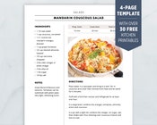 Cookbook and Recipe Template for Adobe Indesign Instant Printable ...
