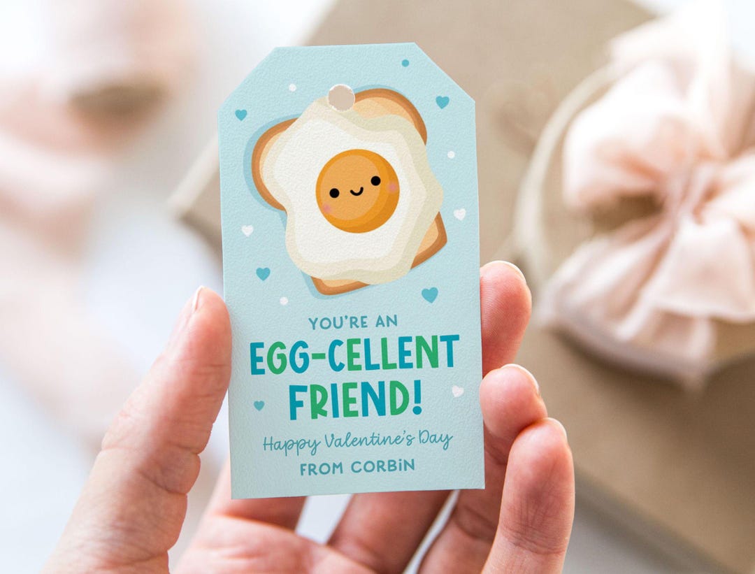Printable Valentine Gift Tag, Friendship Classroom Valentine, Cute Egg ...