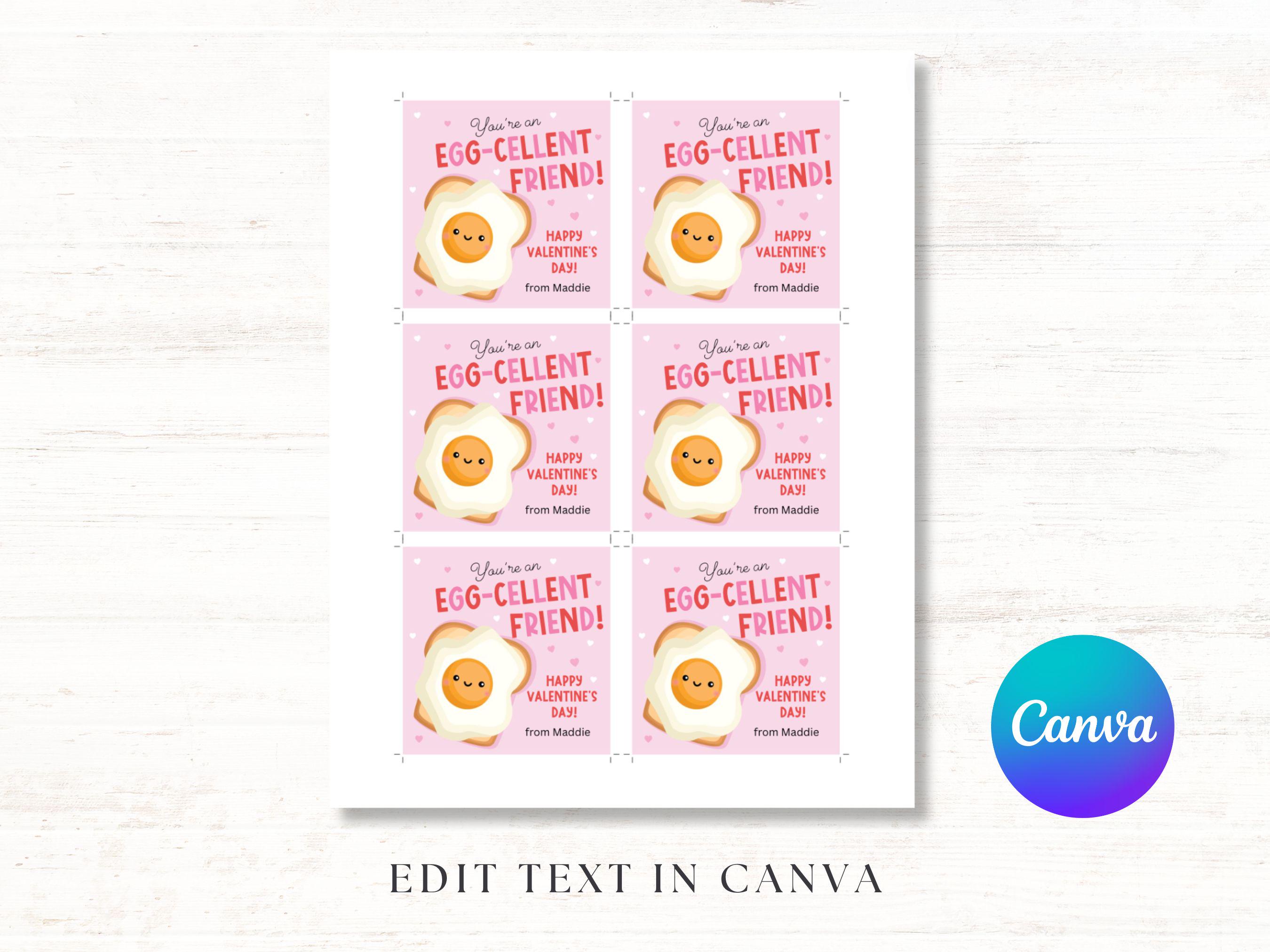 You're an Egg-cellent Friend, Cute Egg, Valentine's Day Tag, Excellent ...