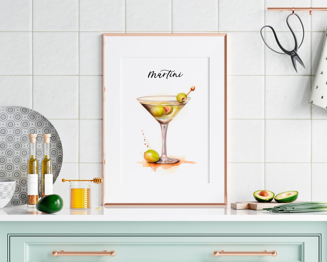 Watercolor Martini Cocktail Digital Wall Art, Printable Martini Poster ...