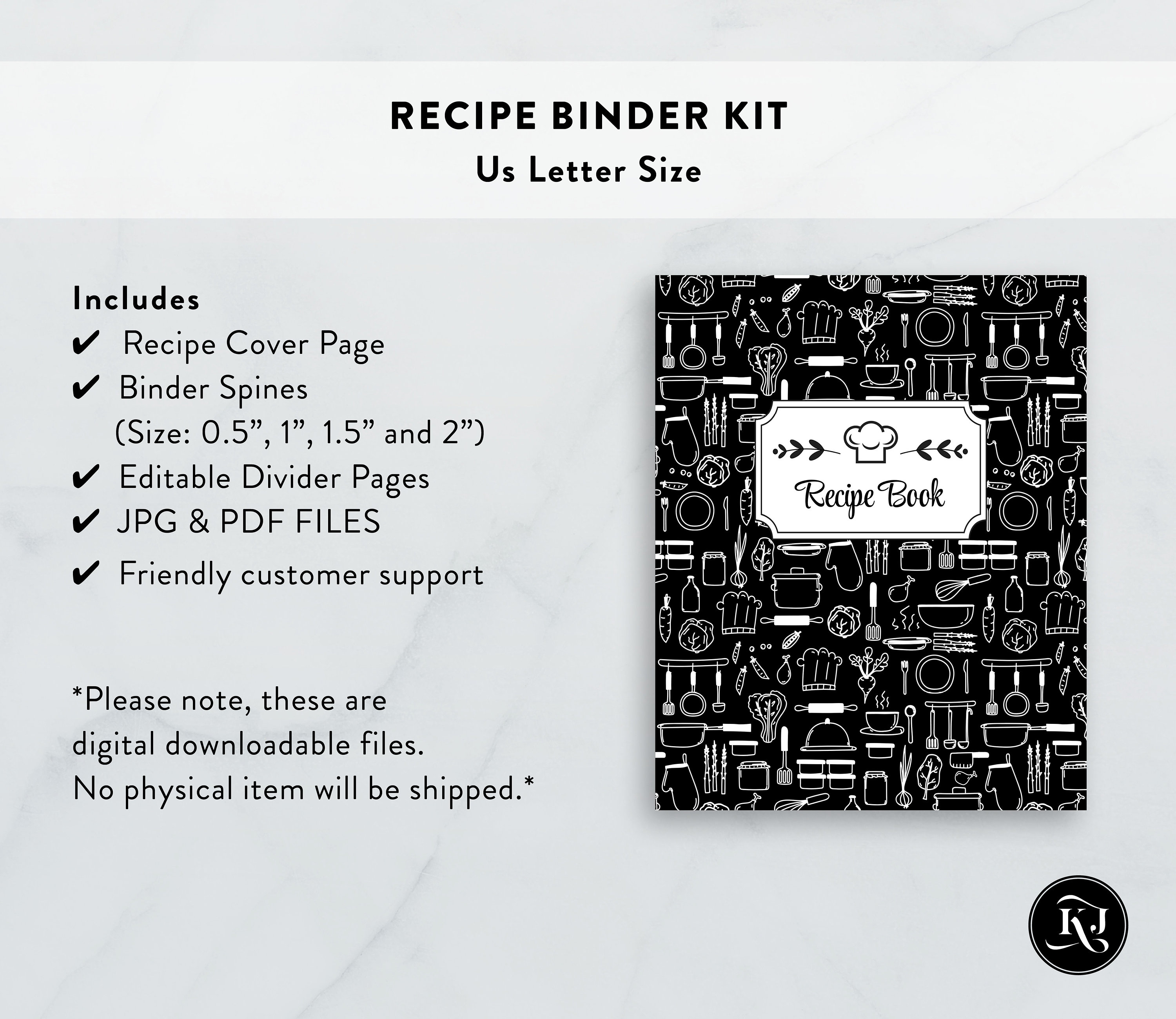 Editable Recipe Binder Cover and Spine Kitchen Binder - Etsy Australia