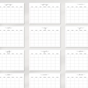 Blank Printable Monthly Calendar, Undated Calendar, Large Wall Planner ...