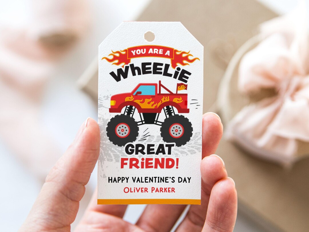 You Are a Wheelie Great Friend, Printable Kids Classroom Valentine Card ...