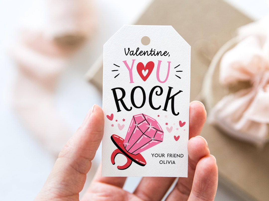You Rock Valentine's Day Gift Tag, Ring Pop Printable Kids Classroom ...