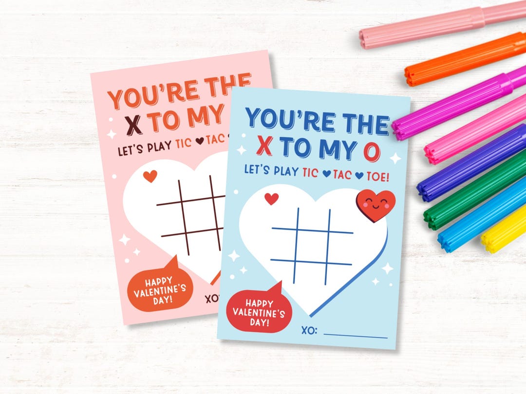 Tic Tac Toe Valentine Card, Classroom Valentine Printable Game, School ...