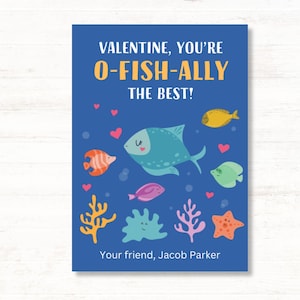 O-fish-ally the Best, Classroom Valentine, Printable Kids School ...