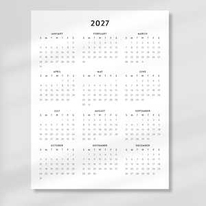 2027 Calendar, Printable 2027 Planner, 2027 Desk Calendar, Letter 8 ...