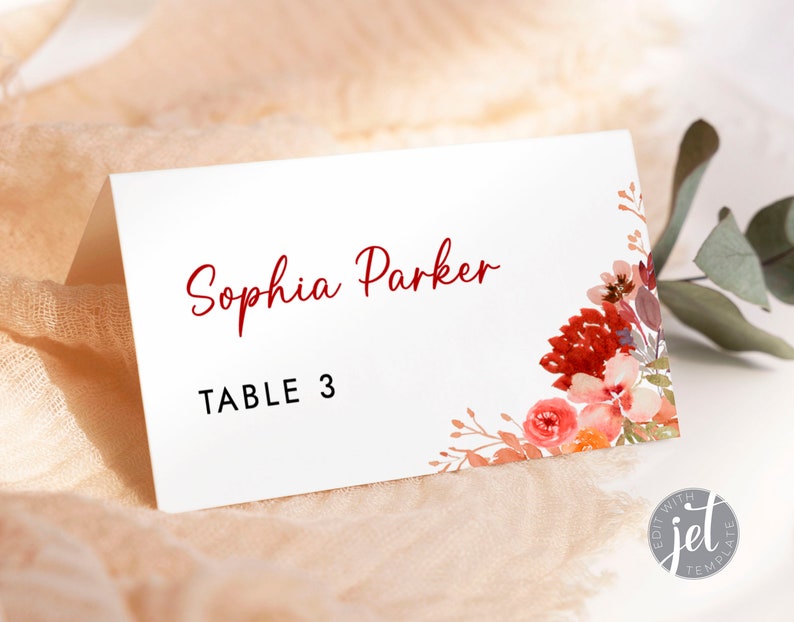 Editable Table Place Cards Flat and Folded Name Cards - Etsy