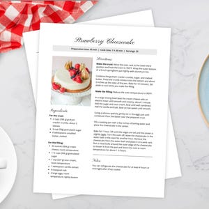 Recipe Template With Sript Font, Printable Recipe Page, Elegant Recipe ...