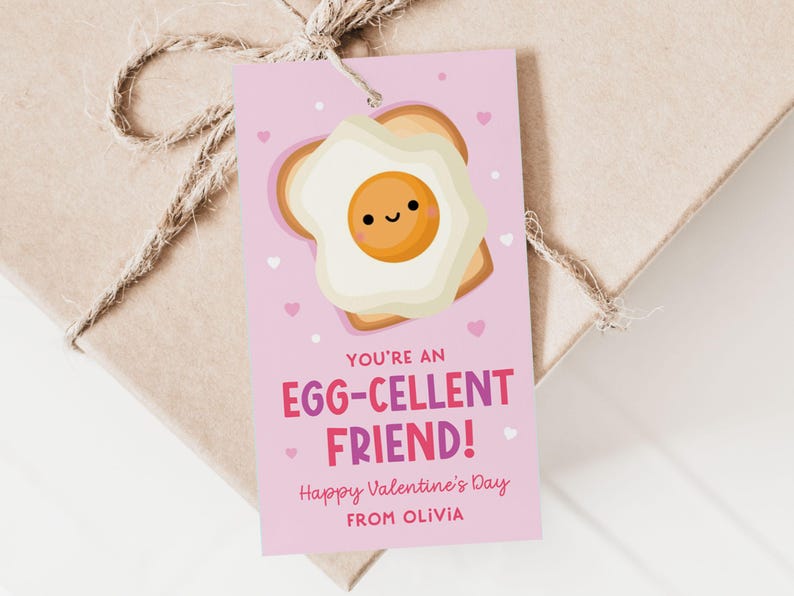 Egg-cellent Friend Valentine's Day Gift Tag, Cute Egg Friendship ...