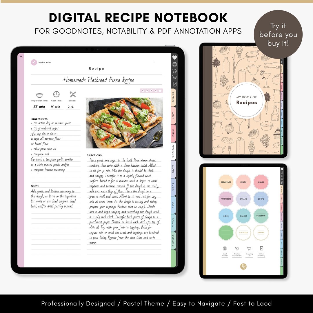 Goodnotes Recipe Book, Digital Recipe Book for Goodnotes, Digital ...