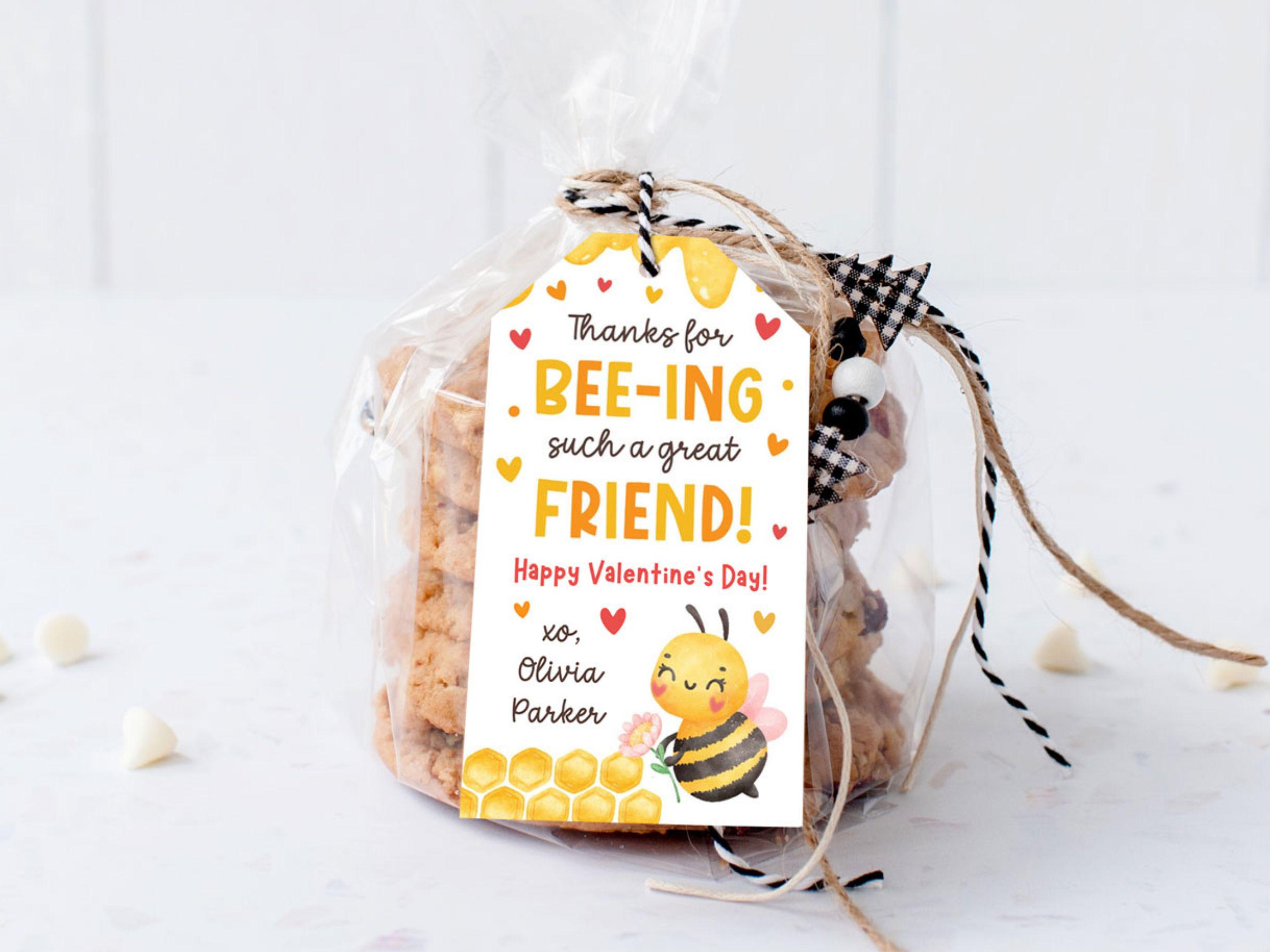 Printable Bee Valentine's Day Gift Tag, Thanks for Bee-ing A Great ...