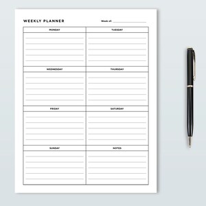Weekly Planner Printable Page in US Letter and A4 Size, Simple Weekly ...