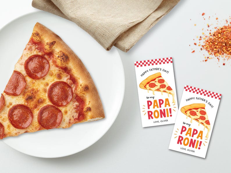 Paparoni Father's Day Card, Funny Pepperoni Pizza, Gift Tag for Dad ...