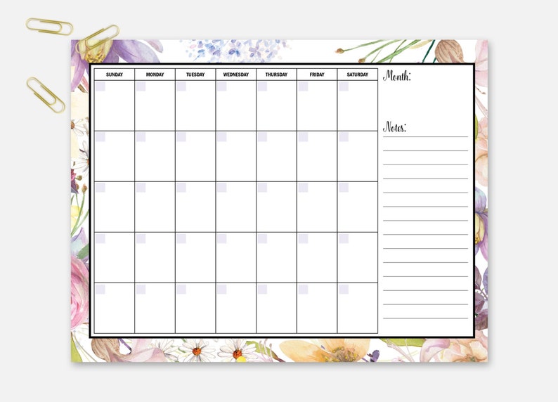 Monthly Planner, Monthly Calendar, Editable Calendar, Editable Planner ...
