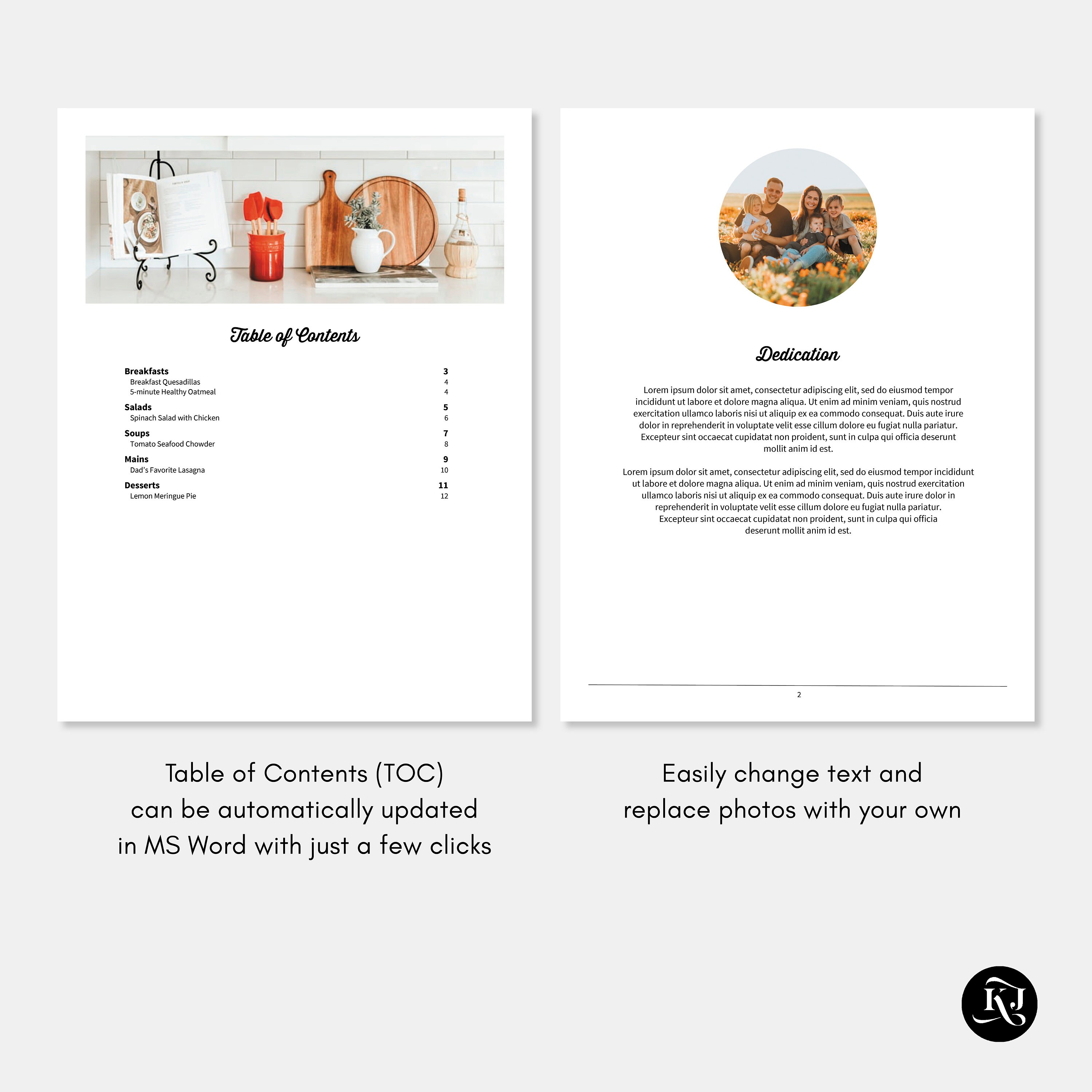 Recipe Book Template Editable Recipe Book in Word Recipe - Etsy