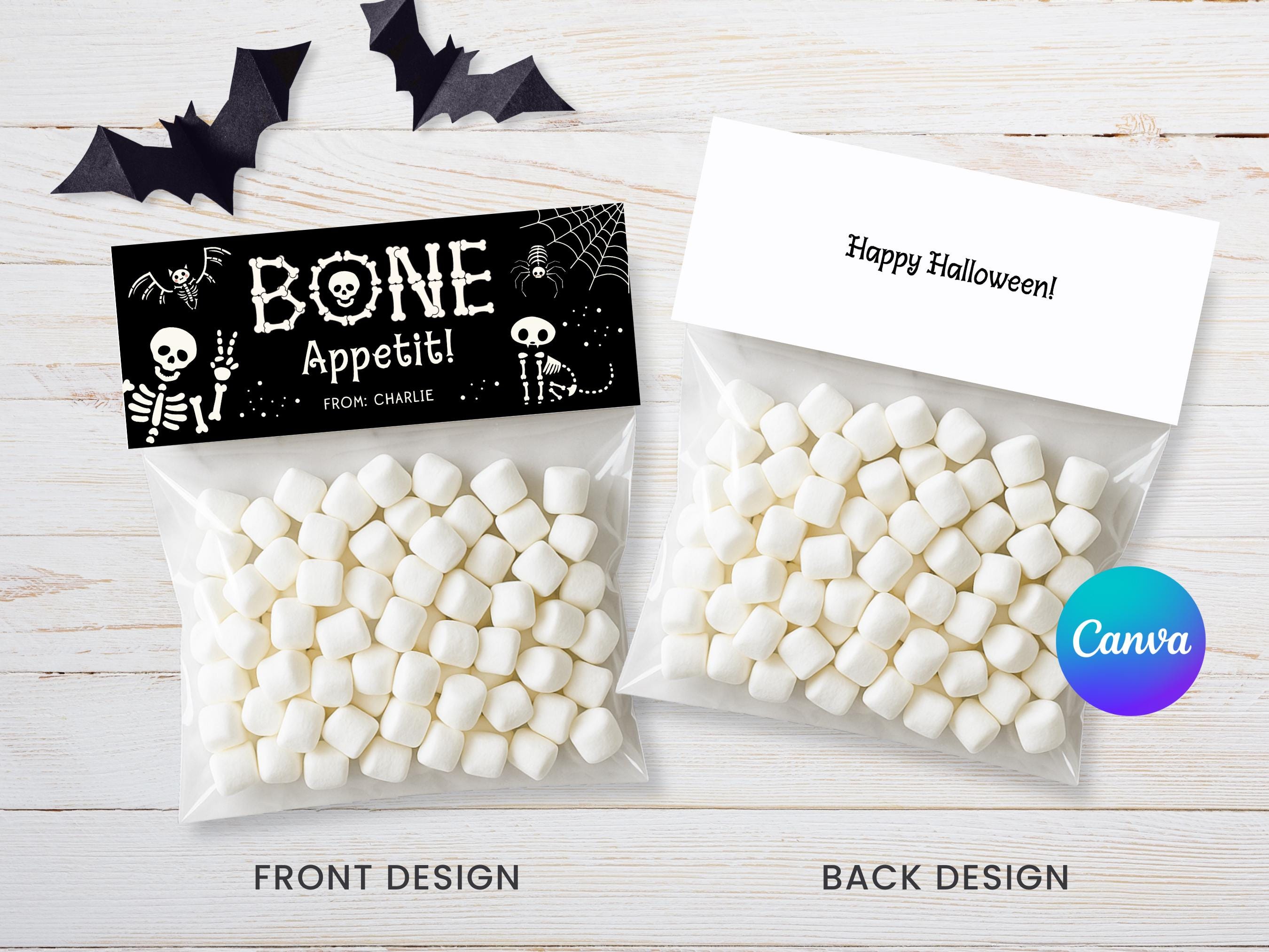 Printable Halloween Treat Bag Topper, Skeleton Bag Topper, Bone Appetit ...