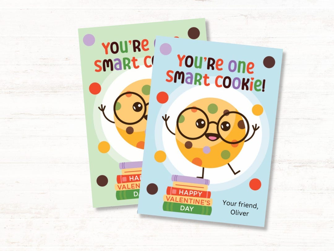 You're One Smart Cookie, Printable Valentine Card, Editable Kids ...