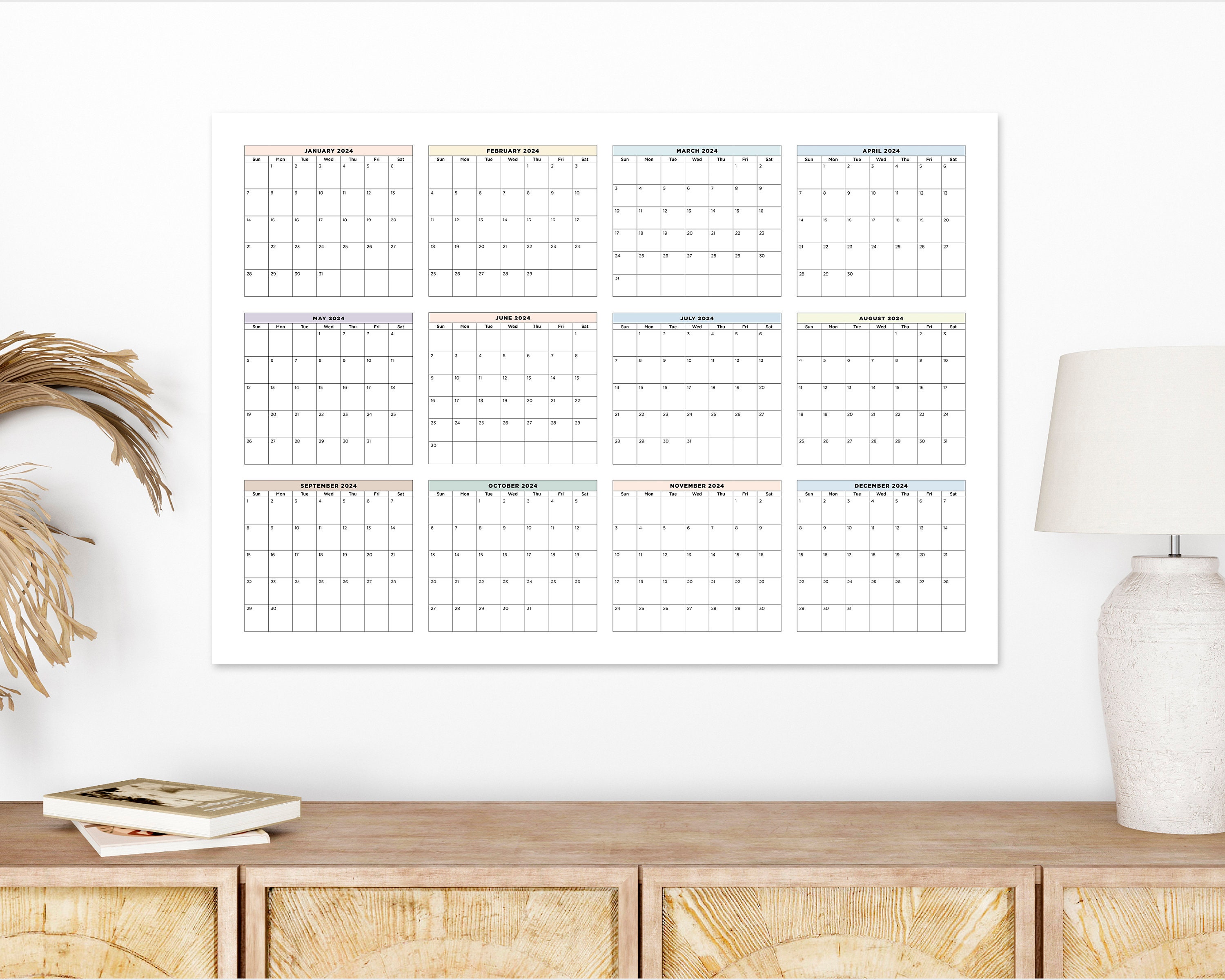 Wall Calendar, 2024, 2025, 2026, 2027, Large Printable Calendars ...