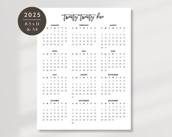 2025 Minimalist Letter Printable Calendar, 2025 Simple Planner, 2025 ...