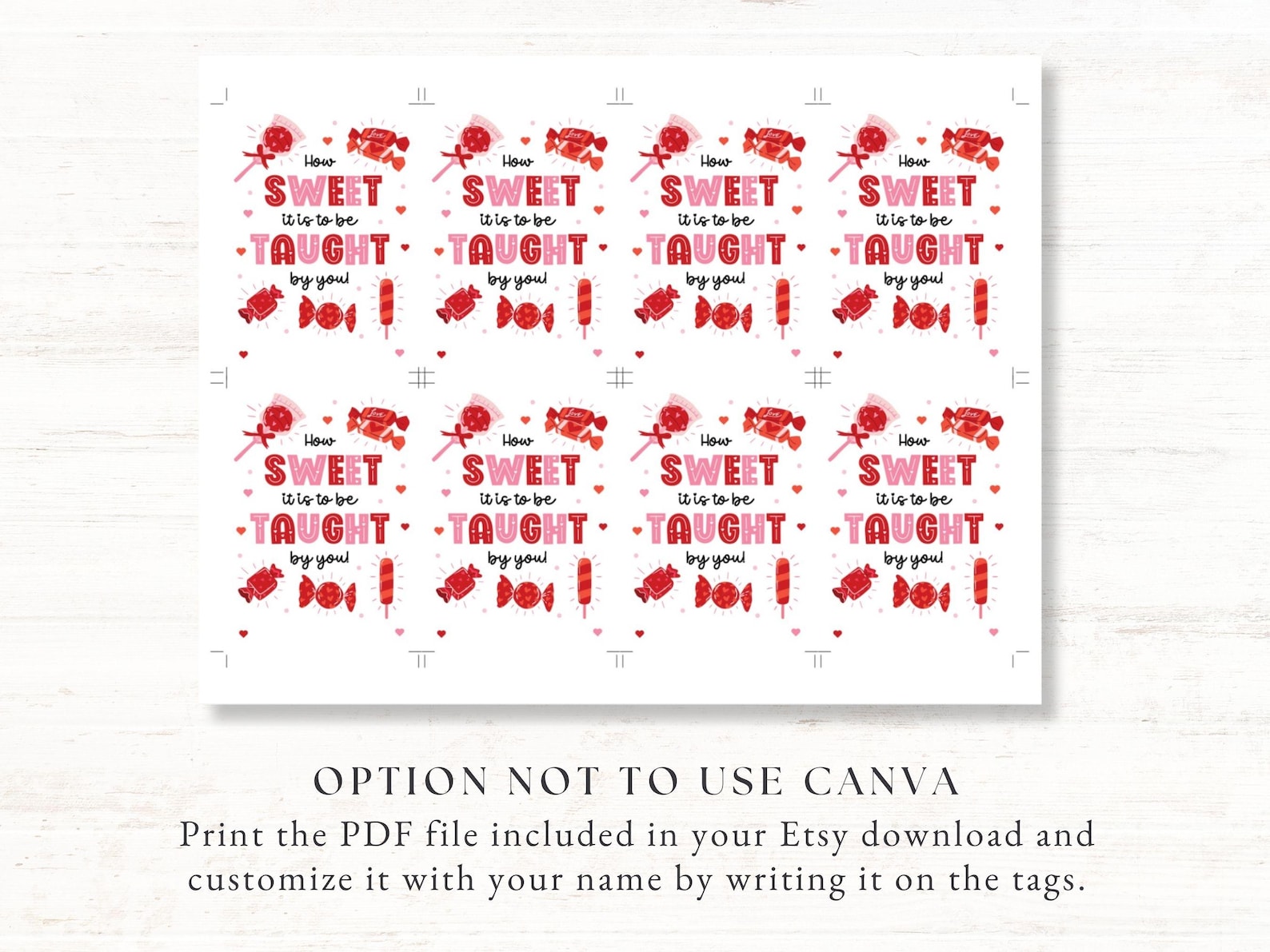 How Sweet It is to Be Taught by You, Printable School Valentine ...