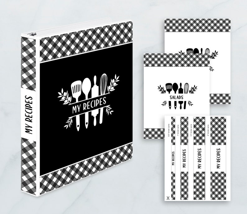 Printable Kitchen Recipe Binder Cover Editable Cookbook - Etsy