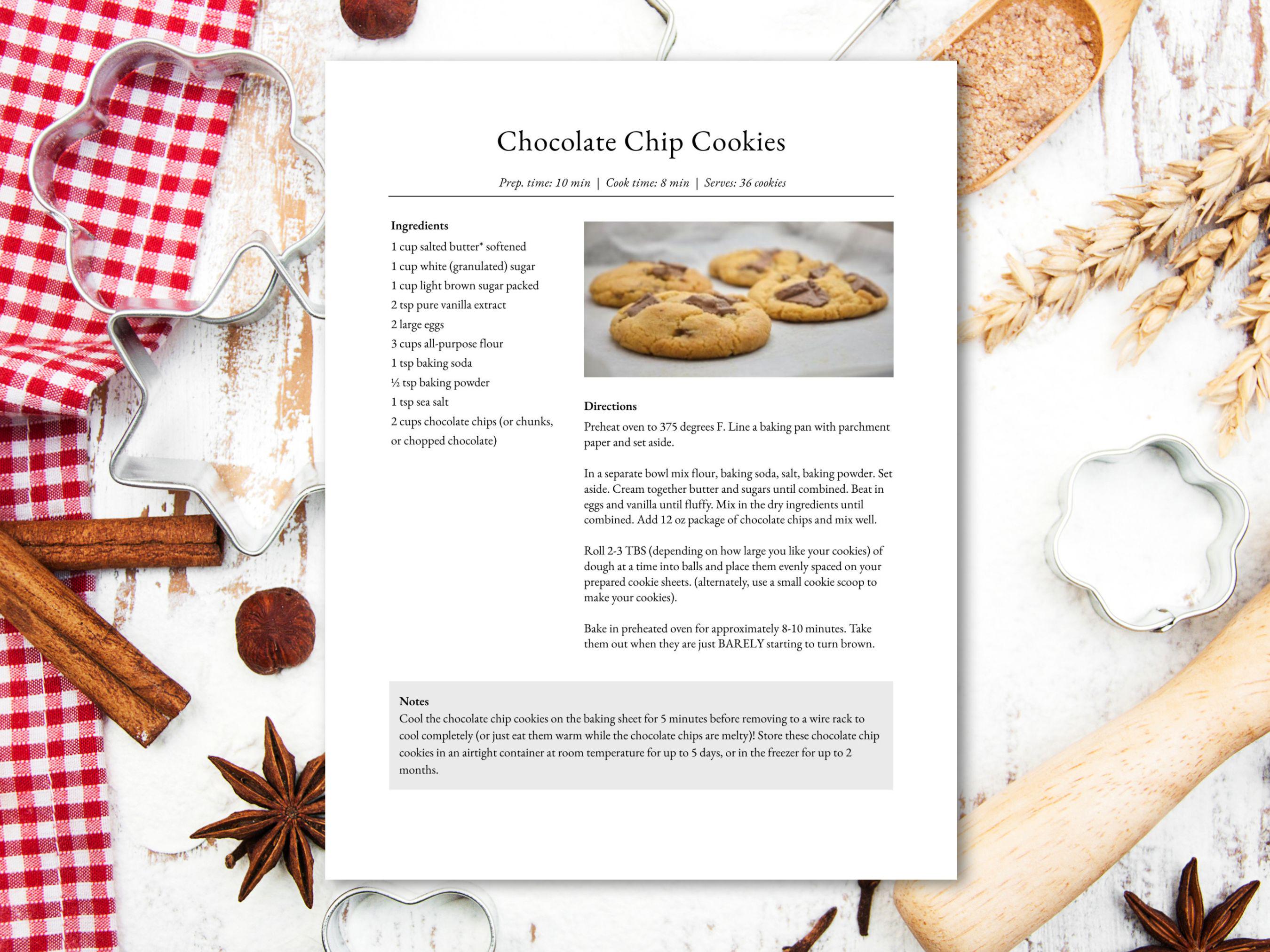 Printable Recipe Template for Happy Planner Classic, 4 Page Editable MS ...