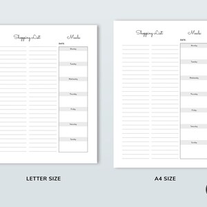 Shopping List, Simple Printable and Fillable Shopping List With Meals ...