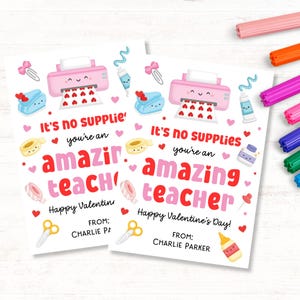 Printable Teacher Valentine Tag, You're an Amazing Teacher Card ...