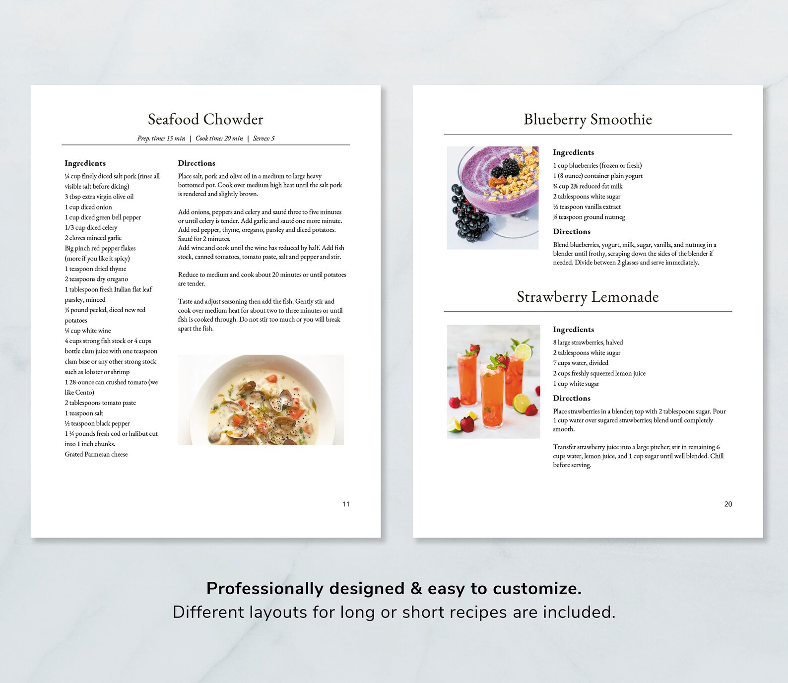 Editable Cookbook MS Word Template Classic Style Printable - Etsy Canada