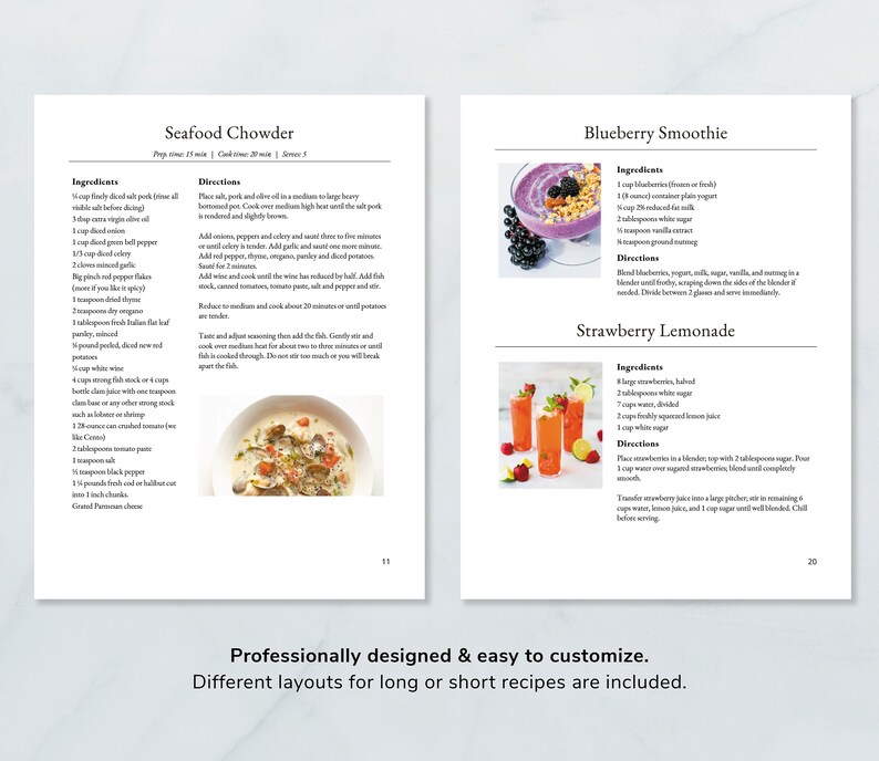 Editable Cookbook MS Word Template Classic Style Printable - Etsy Canada
