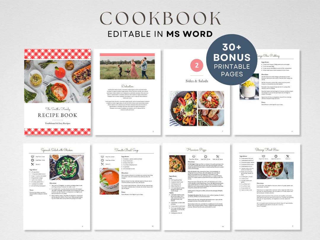 Editable MS Word Cookbook Template, Printable Recipe Binder Kit ...