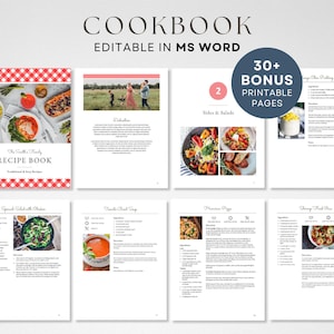 Editable MS Word Cookbook Template, Printable Recipe Binder Kit ...