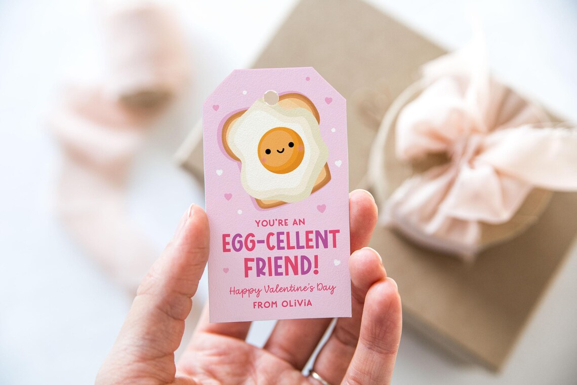 Egg-cellent Friend Valentine's Day Gift Tag, Cute Egg Friendship ...