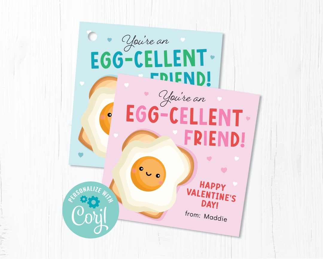 You're an Egg-cellent Friend, Cute Egg Valentine's Day Tag, Square ...