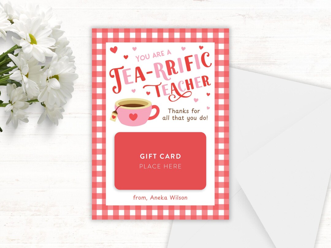You're a Tea-rrific Teacher, Teacher Valentine Card Holder, Gift for ...