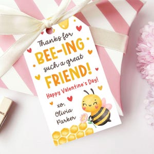 Printable Bee Valentine's Day Gift Tag, Thanks for Bee-ing A Great ...